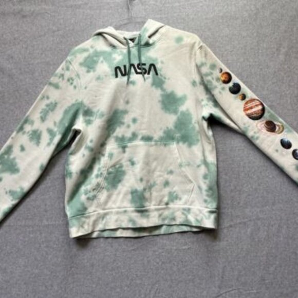 Jackets & Coats | Nasa Men Sweatshirt Xl White Tie Dye Hoodie Logo ...